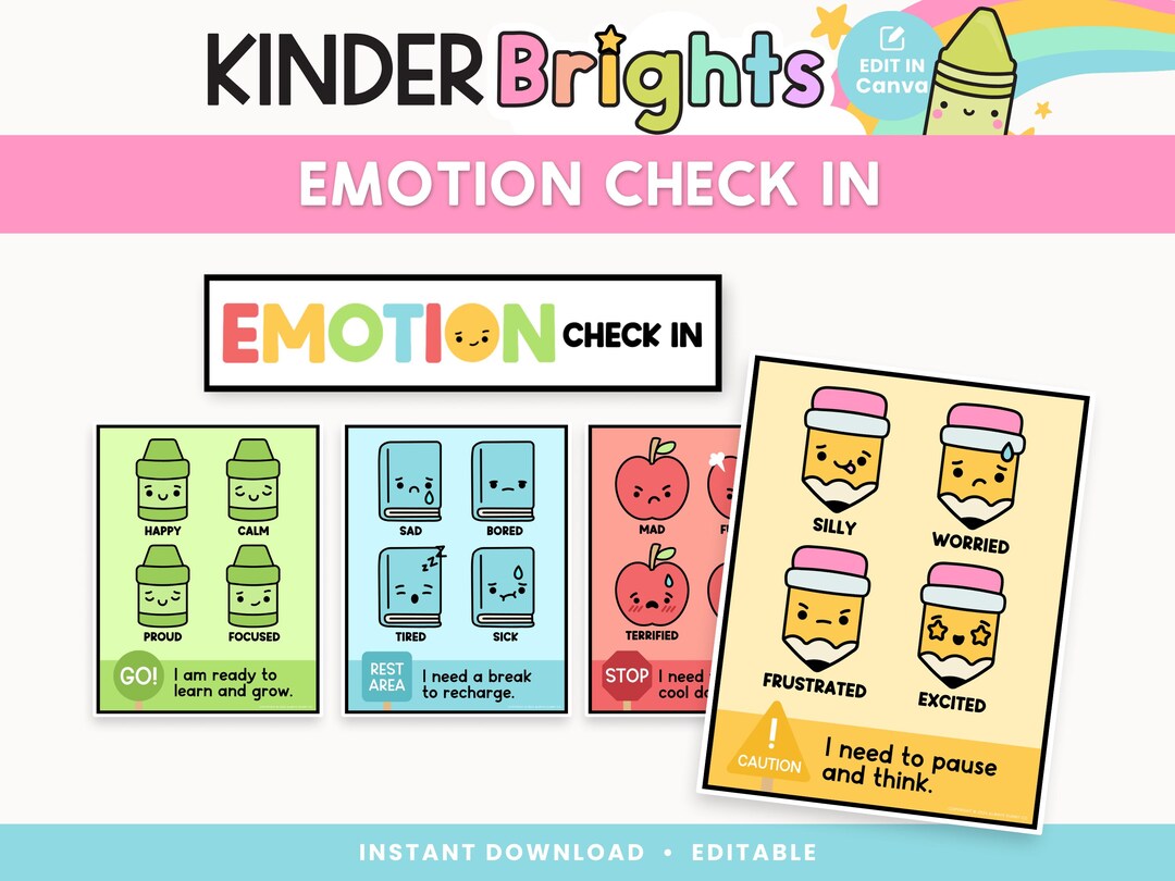 Editable Emotion Check-in Posters for Kids | Classroom SEL Tool ...
