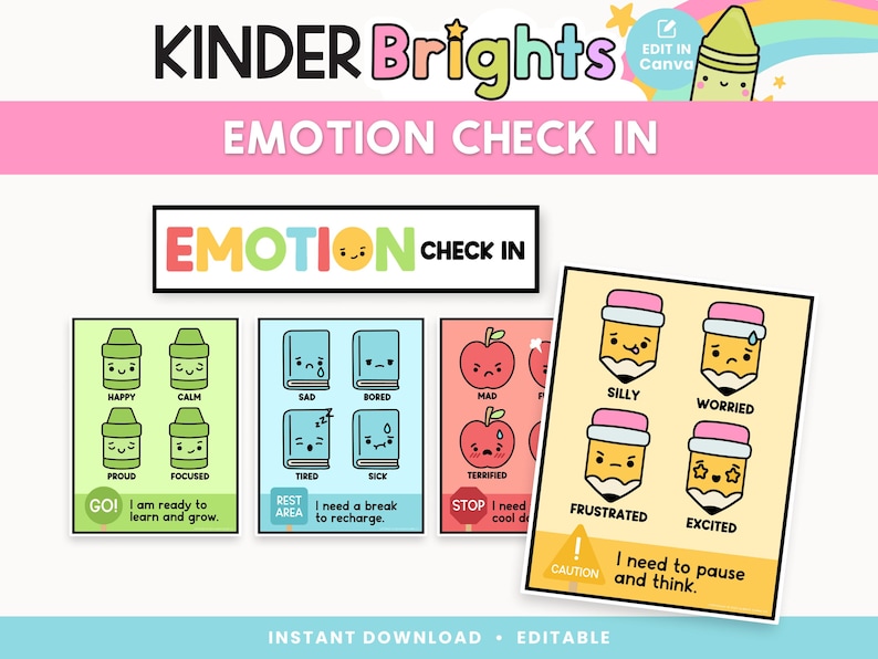 Editable Emotion Check-in Posters for Kids | Classroom SEL Tool ...