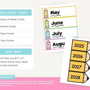 Classroom Flip Calendar Display, Bright Primary Classroom Decor ...