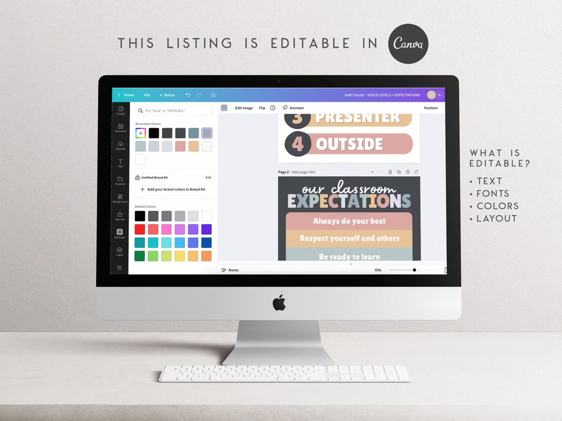 Voice Level Chart Classroom Printable Poster Editable in - Etsy Canada