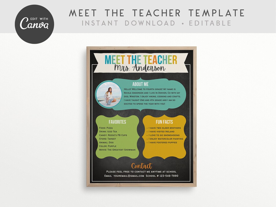 Meet the Teacher Classroom Printable Template, Teacher Introduction ...