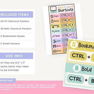 Editable Keyboard Shortcut Posters for Classroom | PC & Mac | Editable ...