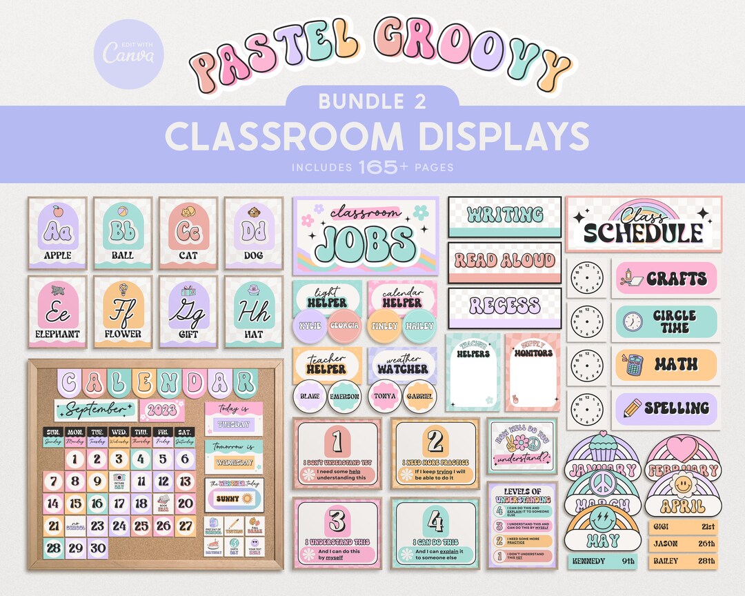 Editable Retro Classroom Decor, Pastel Groovy Printable Teacher Bundle ...