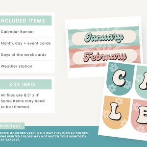 Classroom Calendar Display and Weather Station, Printable Groovy Retro ...