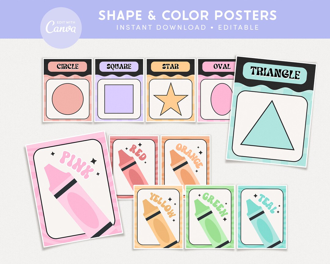 Classroom Shapes and Colors Printable Display, Editable in Canva ...