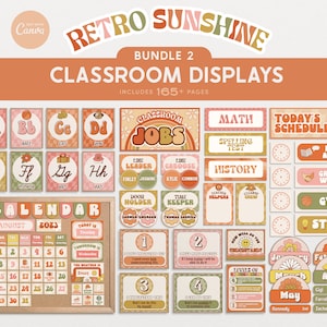 Editable Retro Classroom Decor, Bright Printable Teacher Bundle ...