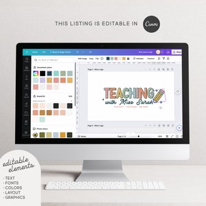 Colorful Teacher Logo Design - Editable Canva Template, Charming and ...