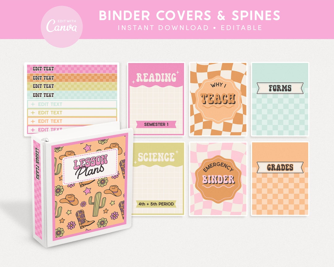 Classroom Binder Covers and Spines, Editable Bright Desert Teacher ...