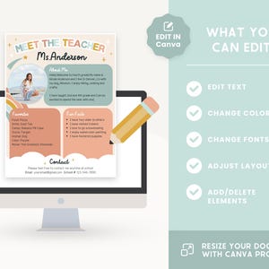 Meet the Teacher Classroom Printable Template, Back to School Pastel ...