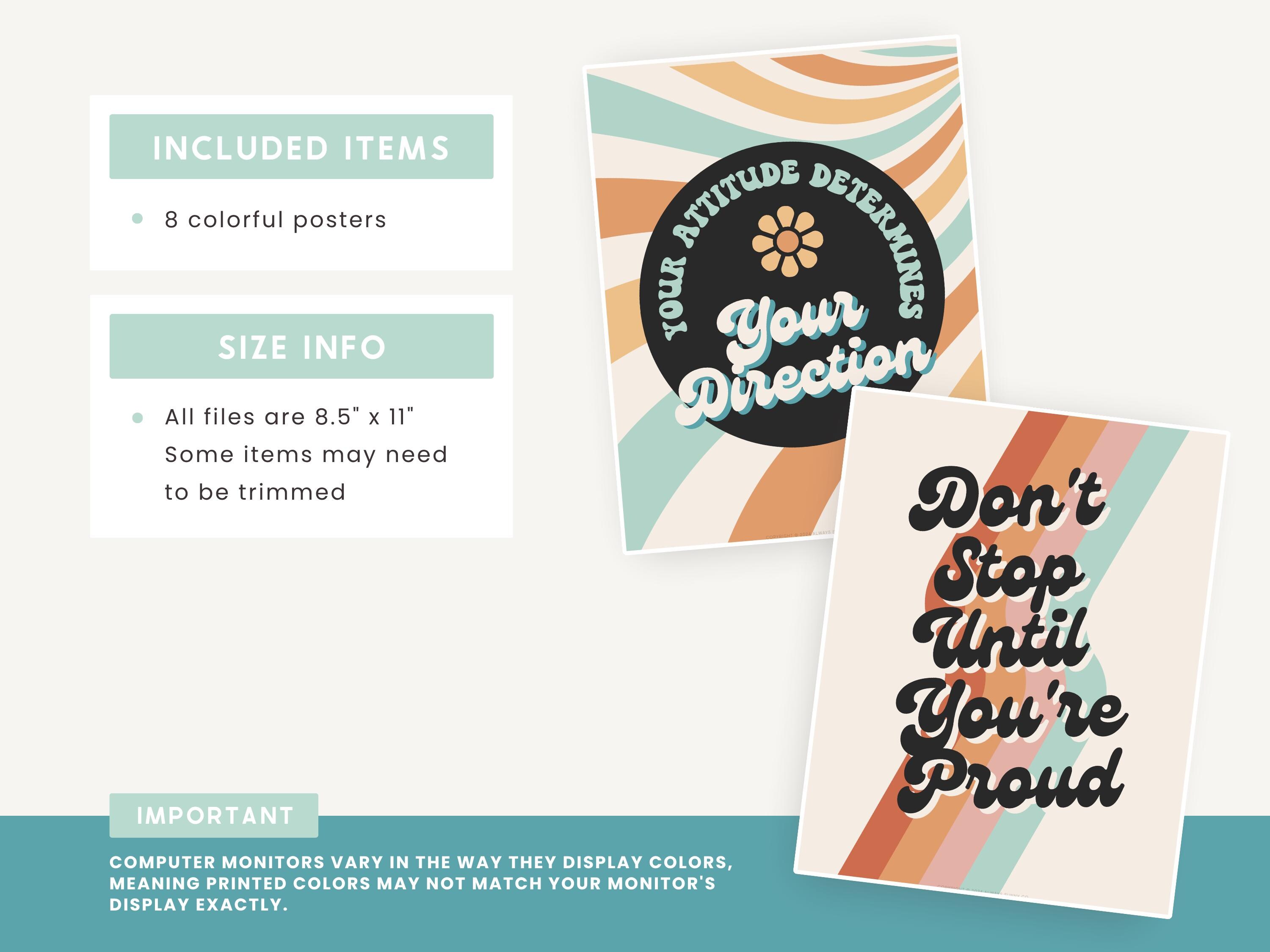 Growth Mindset Editable Classroom Printable Posters, Groovy Retro ...