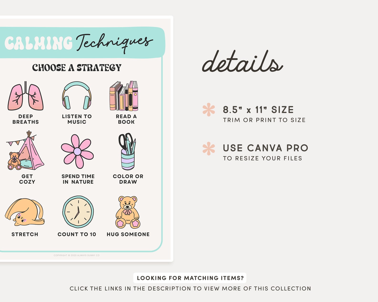 Calming Corner Editable Classroom Printables, Calm Down Skills, Canva ...