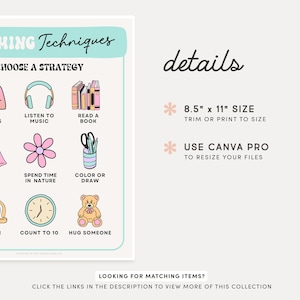 Calming Corner Editable Classroom Printables, Calm Down Skills, Canva ...