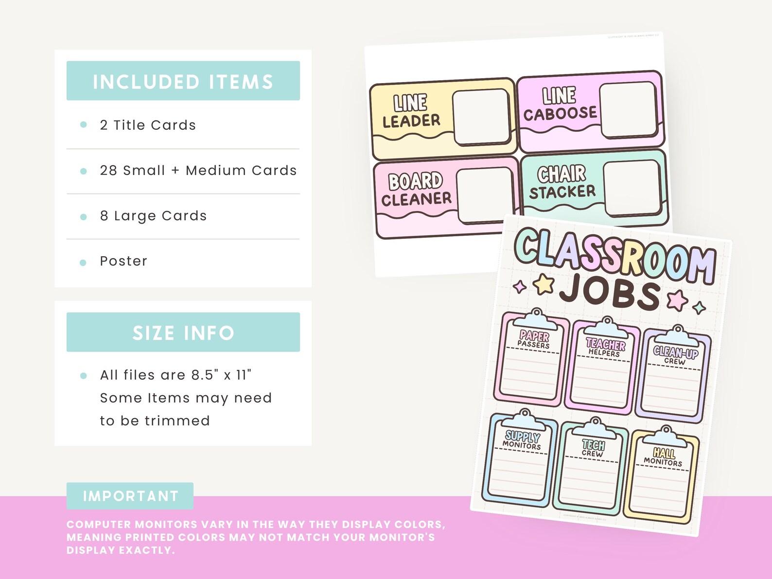 Editable Classroom Jobs Display | Dreamy Notes Pastel Theme | Student ...