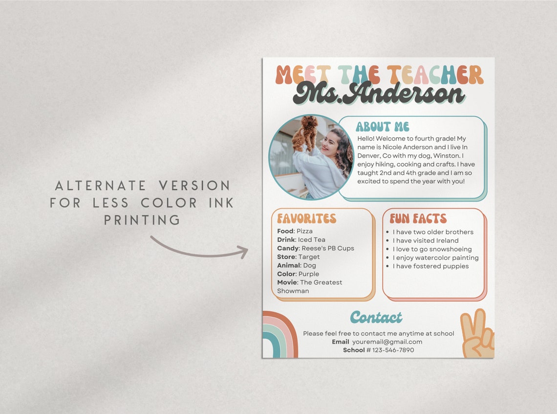 Meet the Teacher Classroom Printable Template Teacher - Etsy Australia