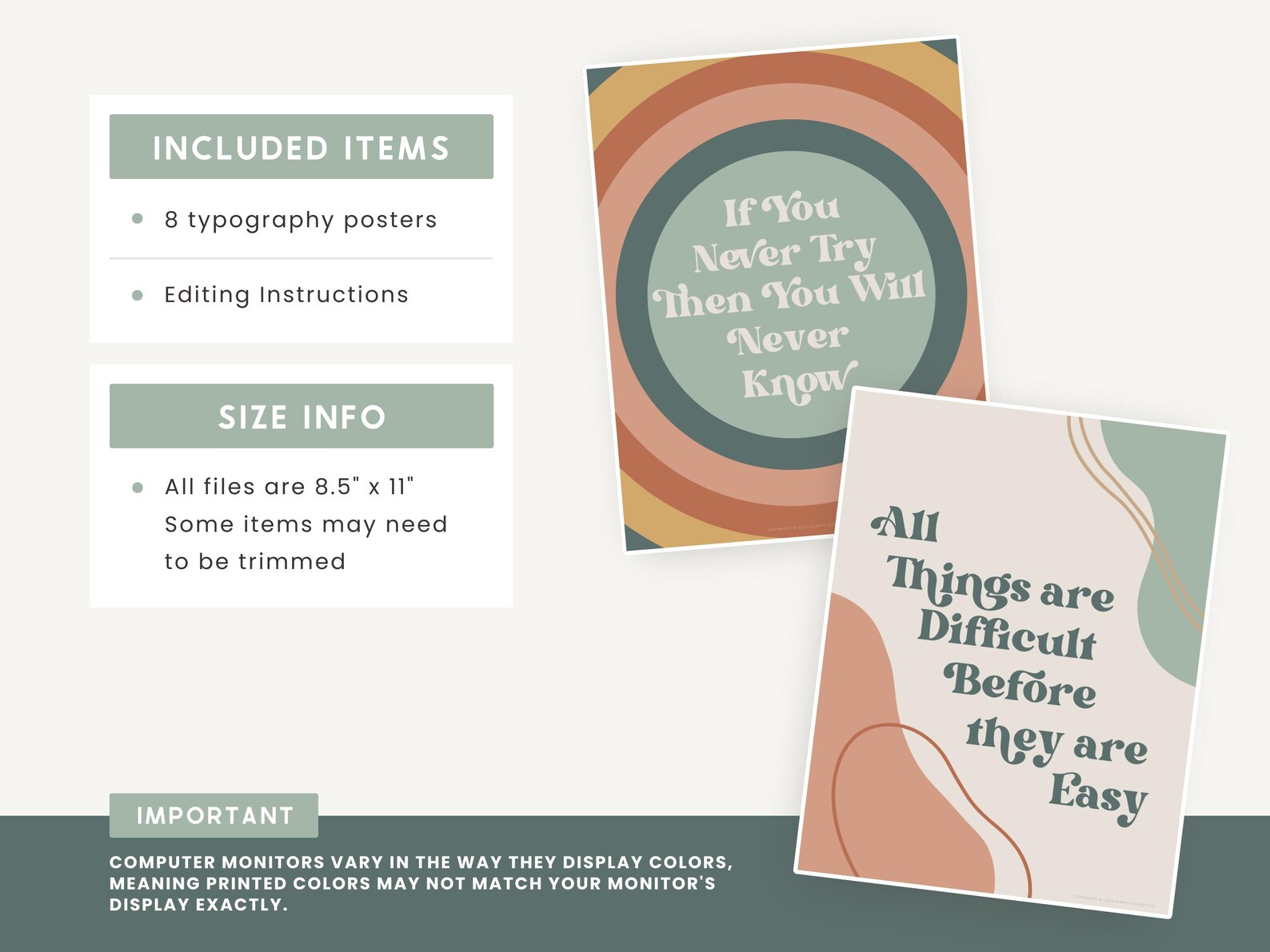 Growth Mindset Editable Classroom Printable Posters, Modern Boho ...