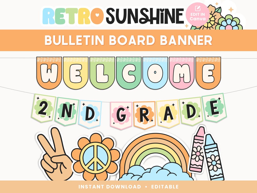 Classroom Bulletin Board Letters | Editable in Canva | Groovy Retro ...