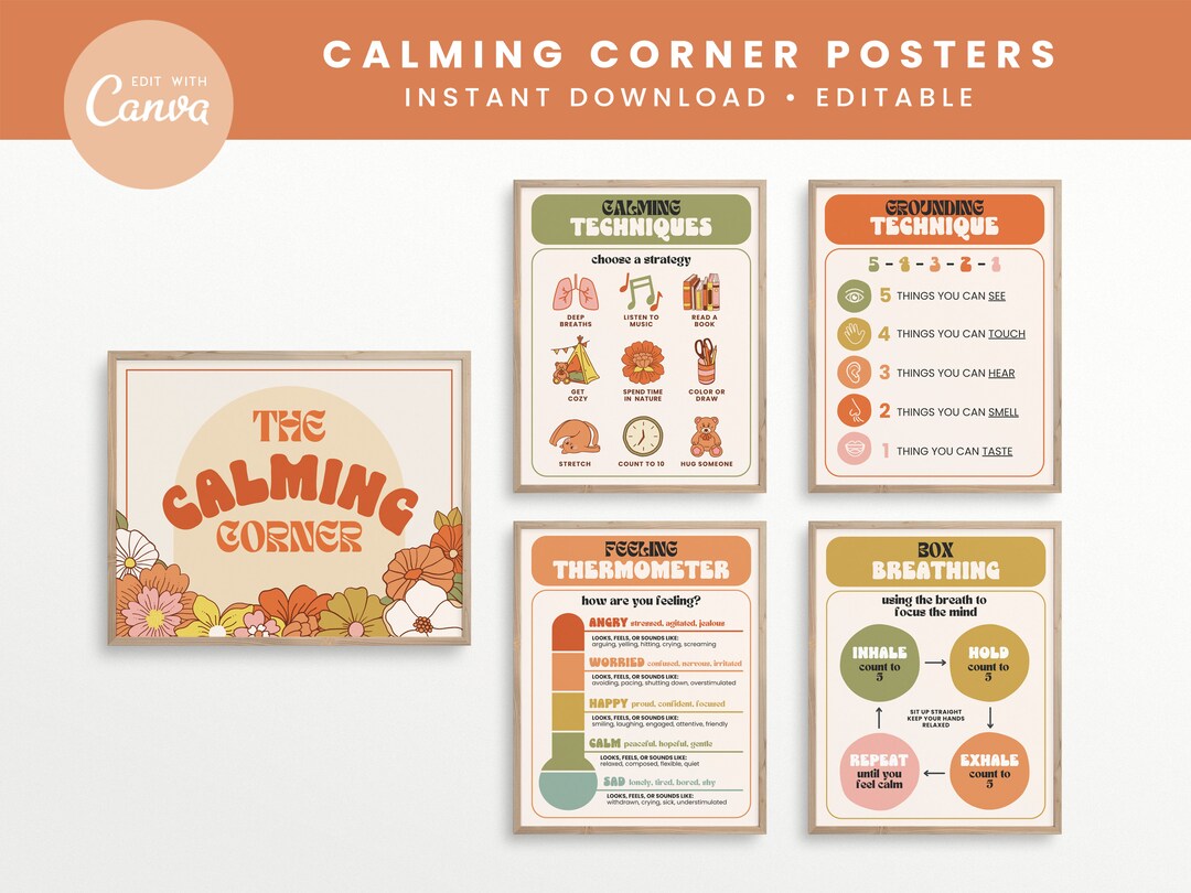 Calming Corner Editable Classroom Printables Calm Down - Etsy