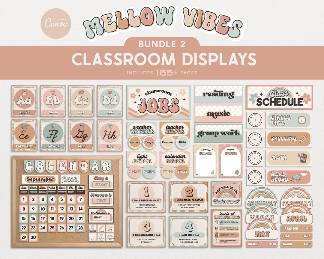 Editable Retro Classroom Decor, Pastel Retro Printable Teacher Bundle ...