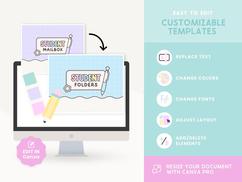 Editable Student Filing Labels | Canva Templates for Classroom ...