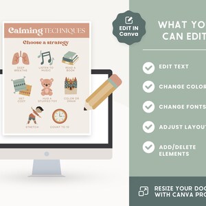 Calming Corner Editable Classroom Printables, Modern Boho Canva ...