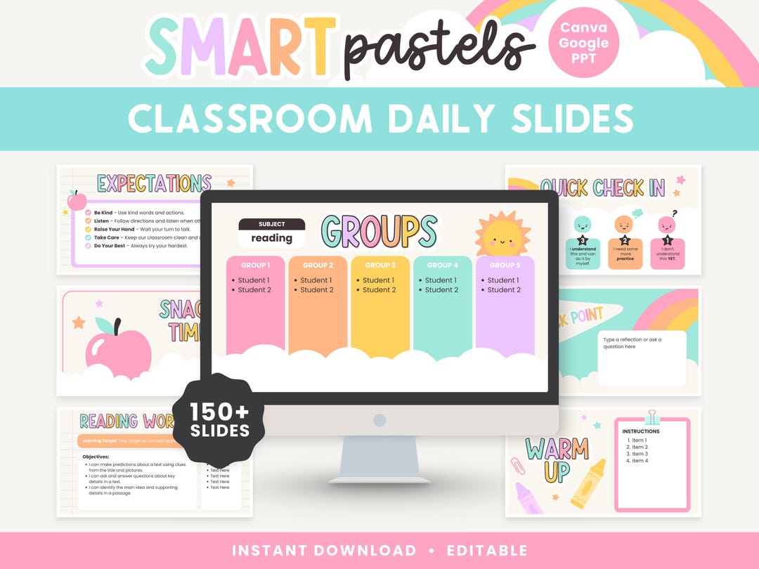 Smart Pastels Classroom Slides Editable Daily Templates for Canva ...