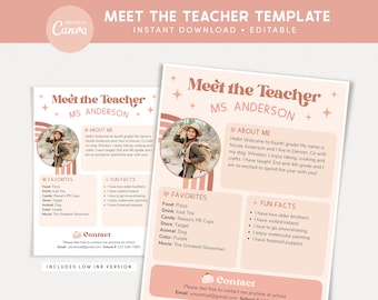Meet the Teacher Classroom Printable Template Teacher Introduction Boho ...