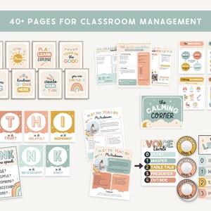 Editable Classroom Management Bundle, Cute Boho Canva Editable Files ...