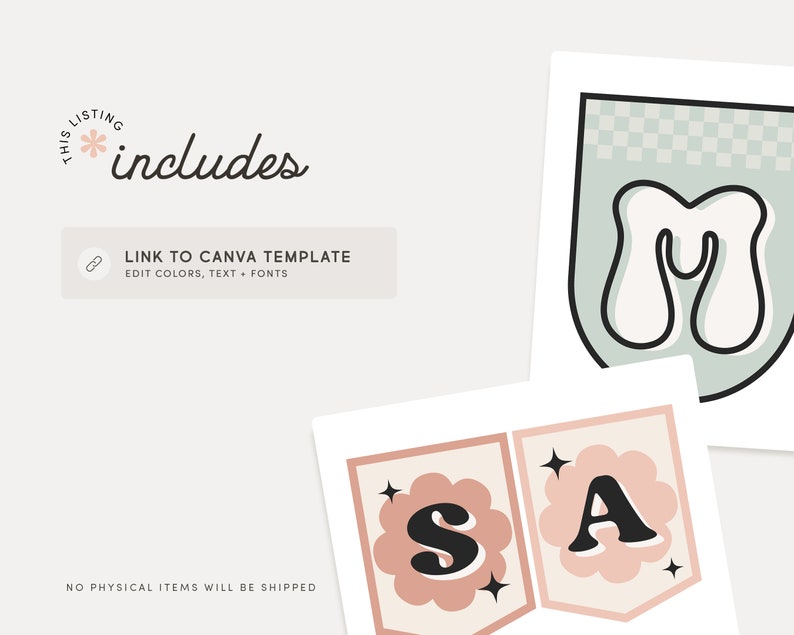Classroom Bulletin Board Letters, Editable in Canva, Retro Pastel ...
