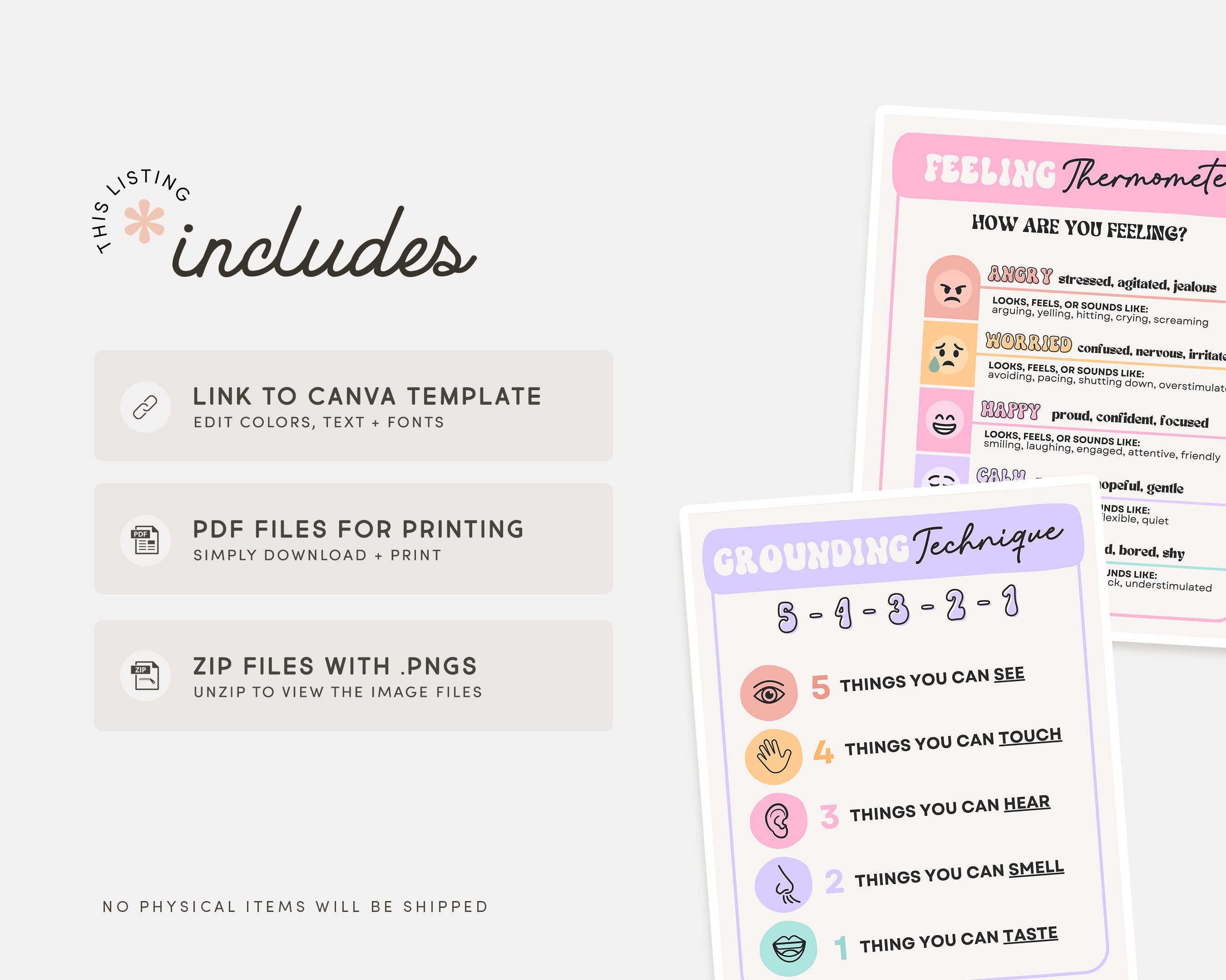 Calming Corner Editable Classroom Printables, Calm Down Skills, Canva ...