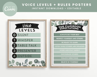 Voice Level Chart Classroom Printable Display Editable in - Etsy