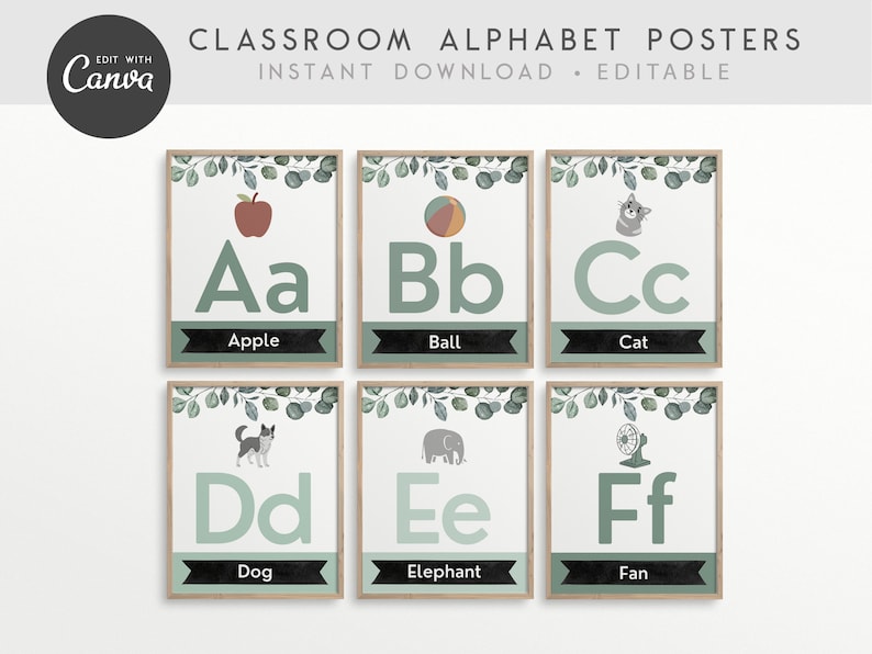 Alphabet Classroom Editable Posters Letter Printables | Etsy