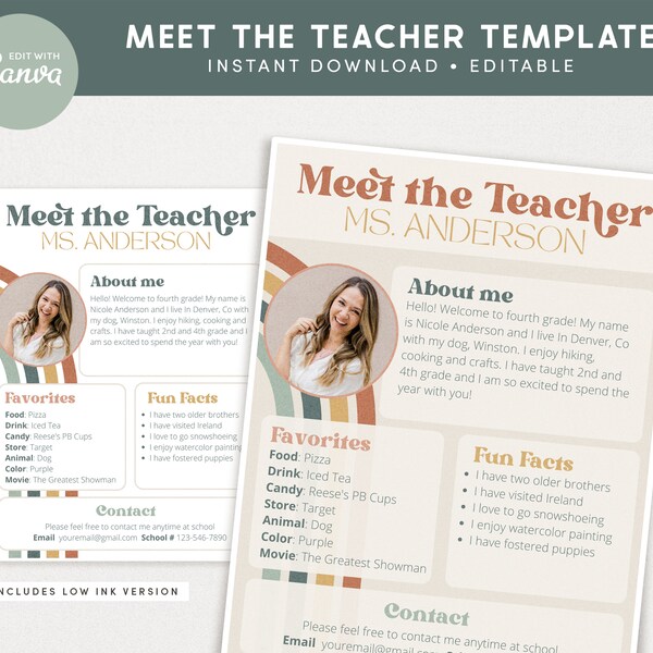 Meet the Teacher Template - Etsy