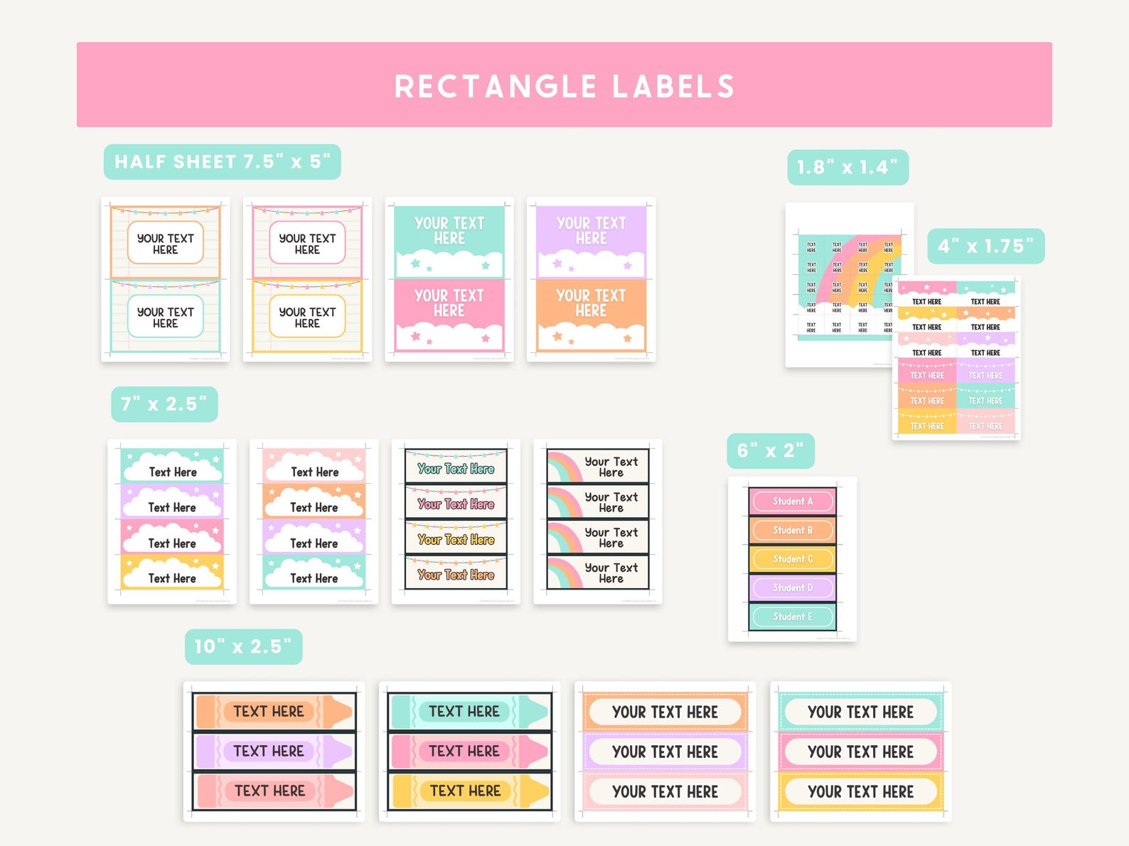 Classroom Labels Editable Templates, Bright Pastels Classroom ...