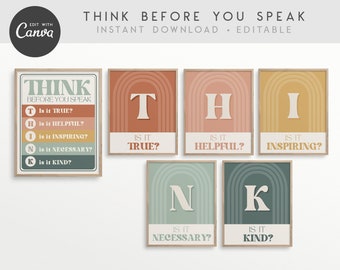 Editable Think Classroom Printable Posters Think Before You - Etsy