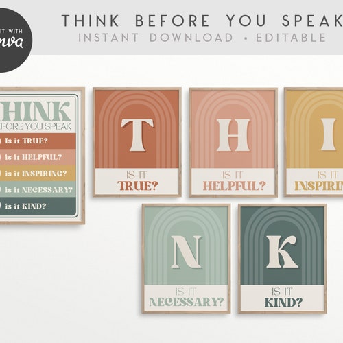 Think Before You Speak Poster Classroom Decor Classroom - Etsy