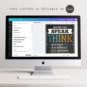 Editable Think Classroom Printable Posters, Think Before You Speak ...