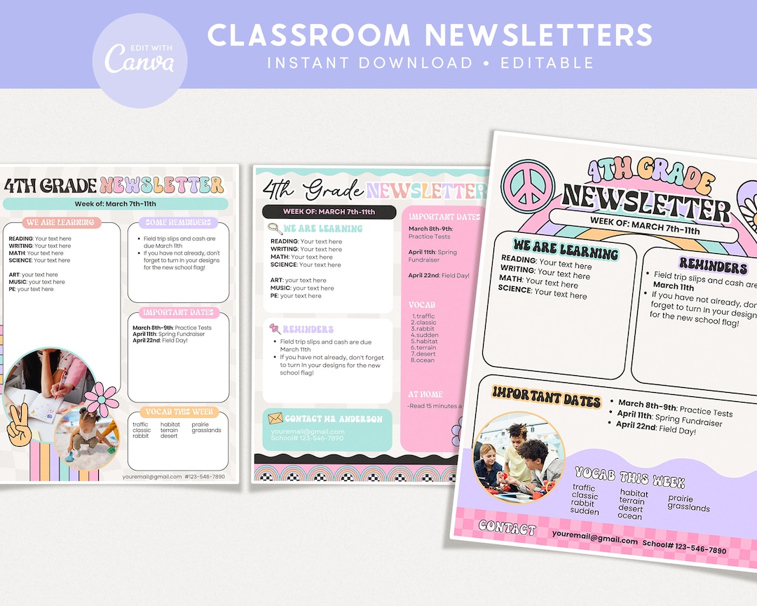 Classroom Newsletter Editable Templates, Pastel Back to School ...