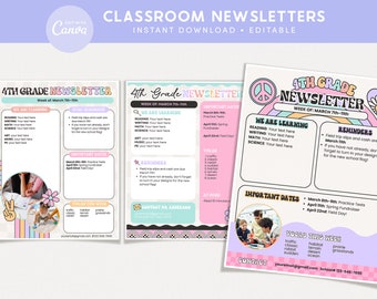 Classroom Newsletter Editable Templates, Back to School, Boho Classroom ...