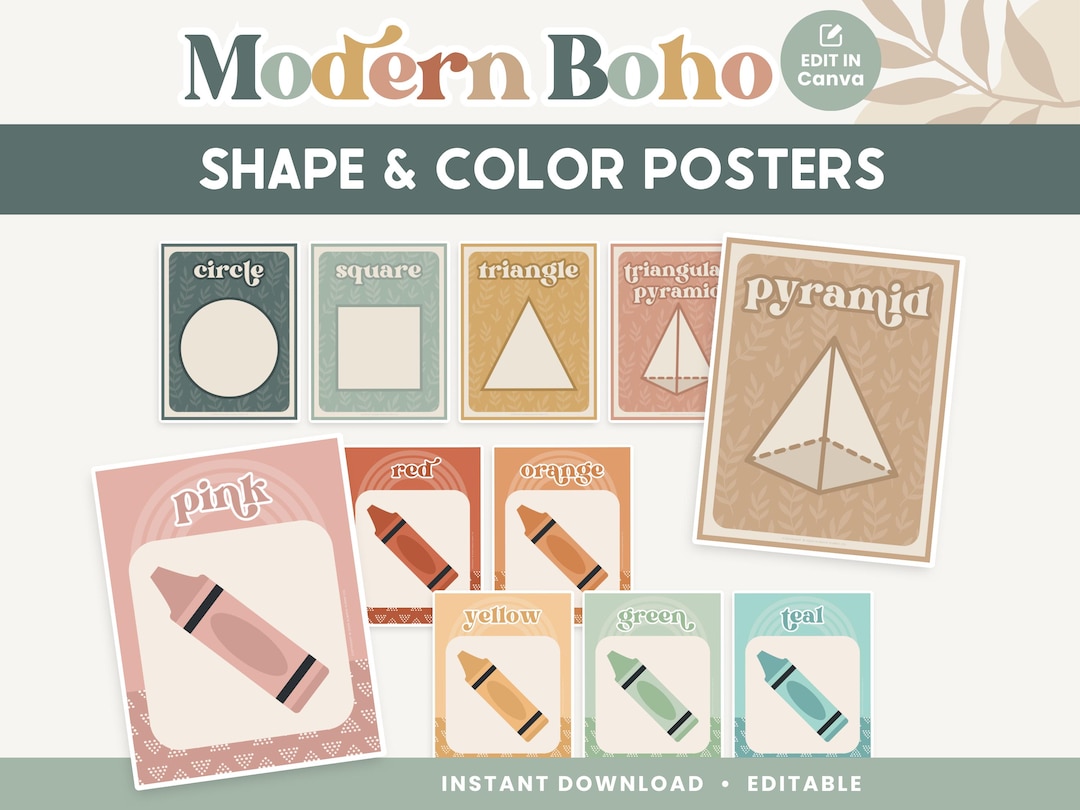 Classroom Shapes and Colors Printable Display, Editable in Canva ...