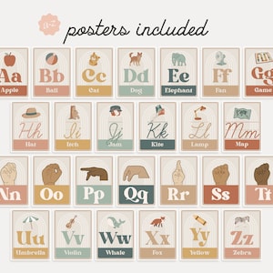 Alphabet Classroom Editable Posters, Letter Templates, Boho Canva ...