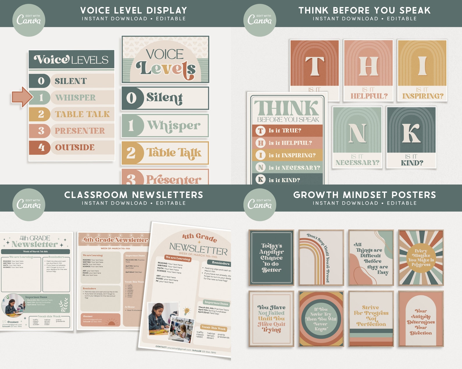 Editable Classroom Modern Boho Complete Collection Printable Bundle ...