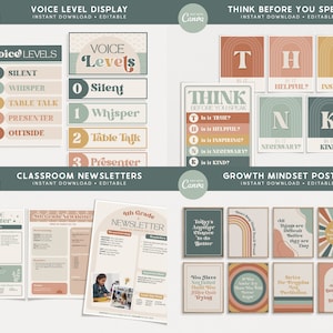 Editable Classroom Modern Boho Complete Collection Printable Bundle ...