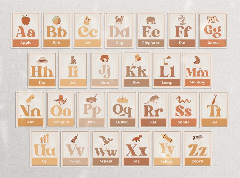 Alphabet Classroom Editable Posters Letter Printables Boho - Etsy