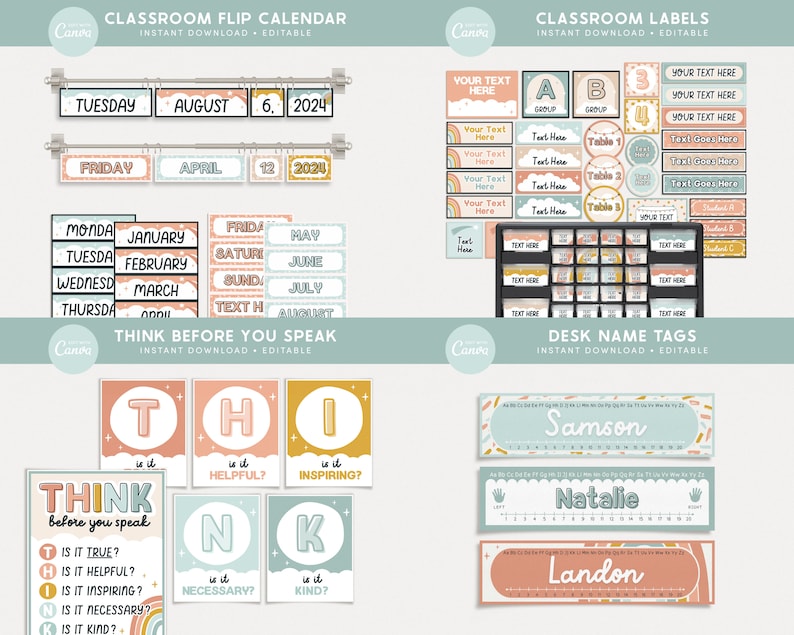 Editable Classroom Soft Clouds Complete Collection Printable Bundle ...