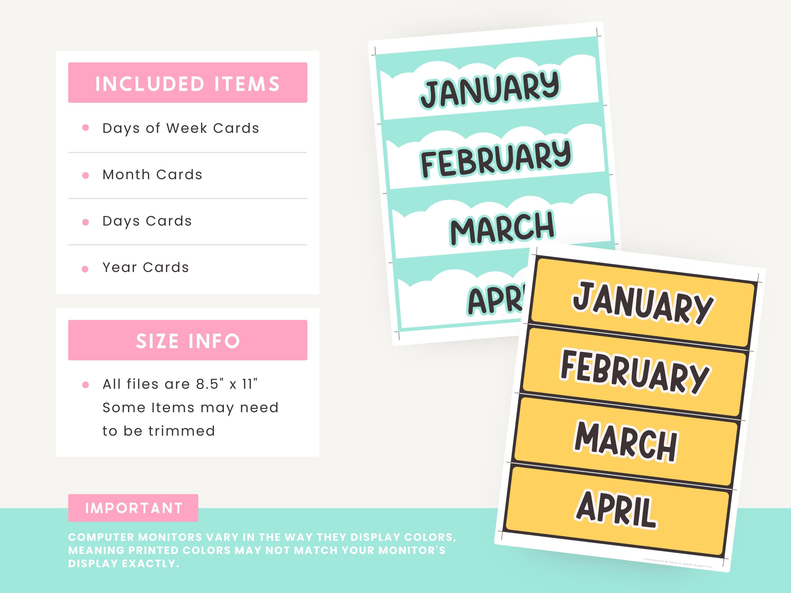 Classroom Flip Calendar Display, Bright Pastel Classroom Decor ...