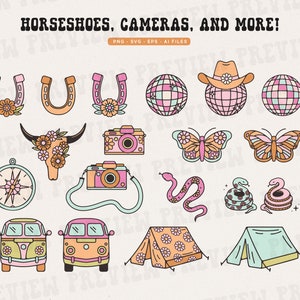 Desert Charm Clip Art Western Svgs, Pngs, EPS, AI Files, Cactus, Cowboy ...