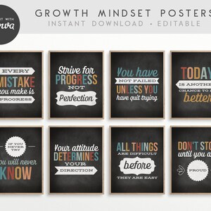 Editable Growth Mindset Classroom Printable Posters Boho - Etsy