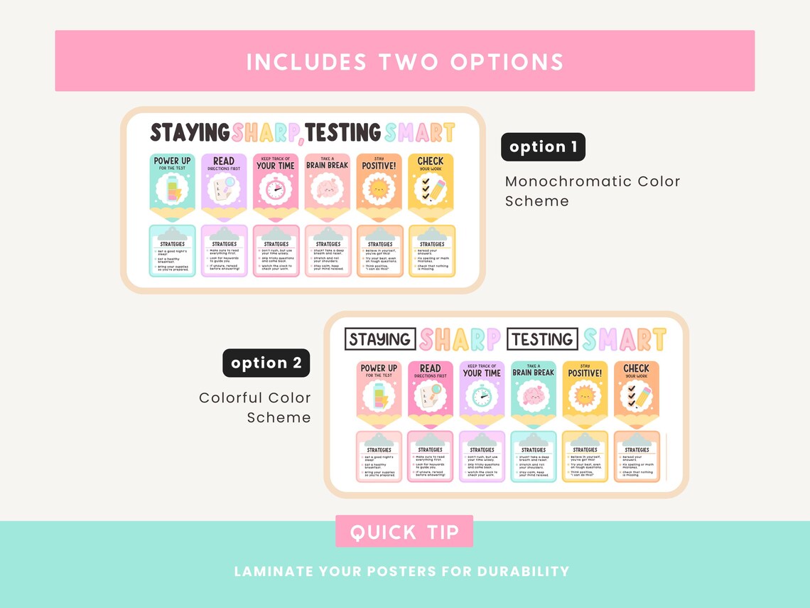 Editable Classroom Test Taking Strategy Posters | Testing SMART ...