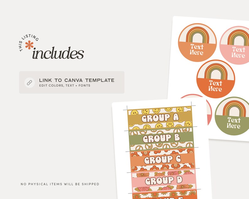 Classroom Labels Editable Templates, Retro Sunshine Classroom ...