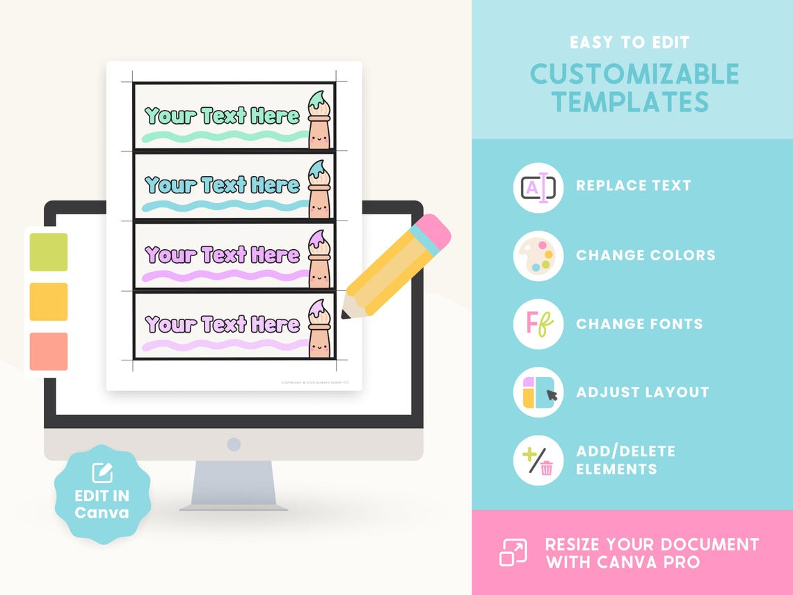 Classroom Labels Editable Templates, Bright Pastels Classroom ...